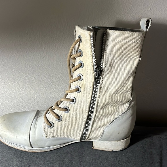 Diesel | Shoes | Diesel Combat Boot White Leathercanvas | Poshmark